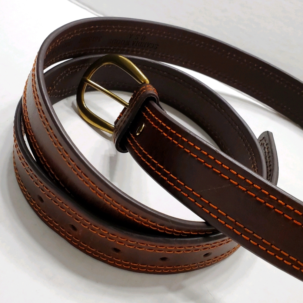 Scandia Woods Italian Leather Stitching Belt - Gem